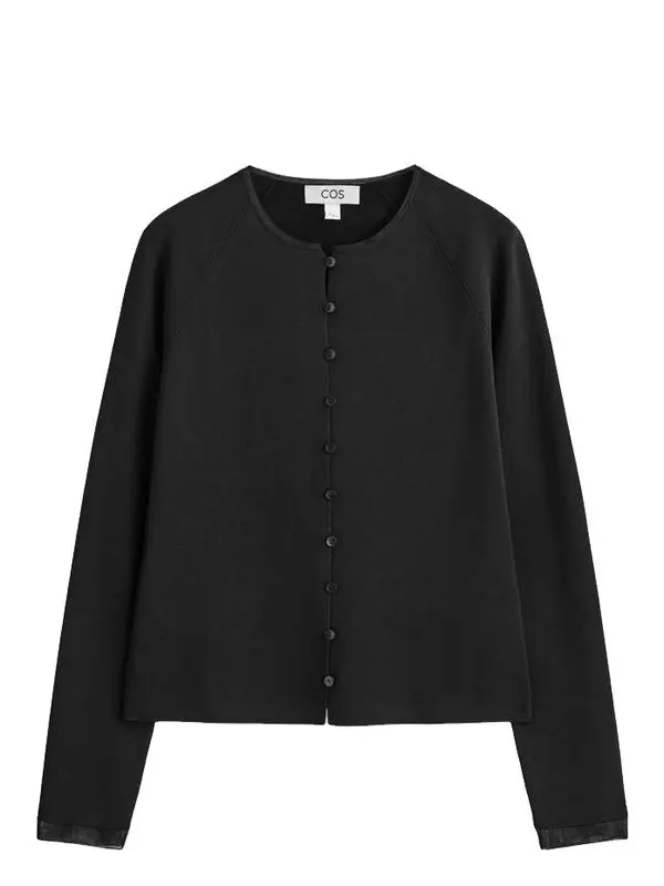Cos Sheer-detail Knit Cardigan - Black