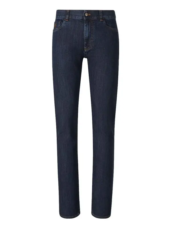 Canali Straight Leg Denim Jeans - Dark Denim Blue