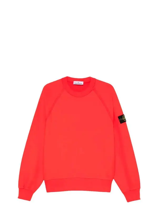 Stone Island Oversized Fit Crewneck Sweatshirt In Brushed Organic Cotton Fleece - Red
