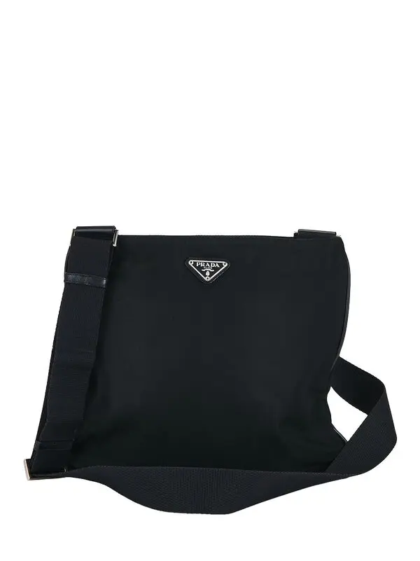 Prada Tessuto Flat Messenger Bag - Black