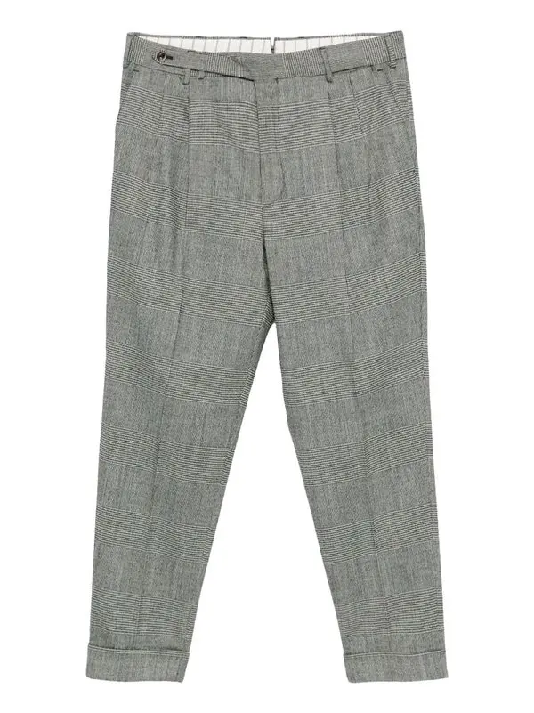 PT TORINO Checked Wool Carrot Trousers - Black