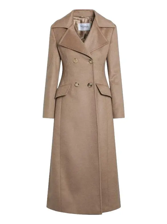 Max Mara Long Double-breasted Camel Hair Coat - Beige
