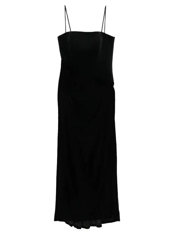 CURIEL Floor-length Draped Dress - Black