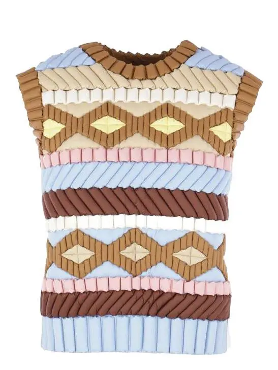 RAXXY Padded Geometric Woven Vest - Pastel Multi