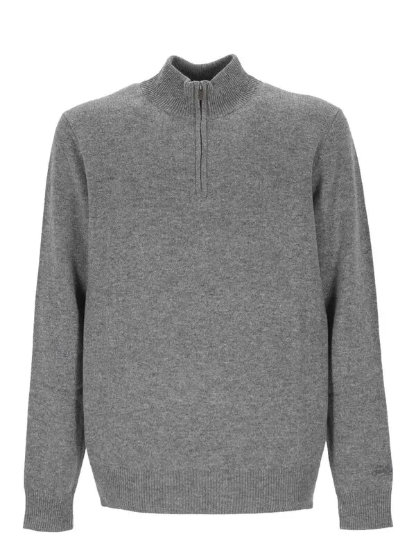 MC2 SAINT BARTH Jermyn Lambswool Zip-up Turtleneck Sweater - Grey