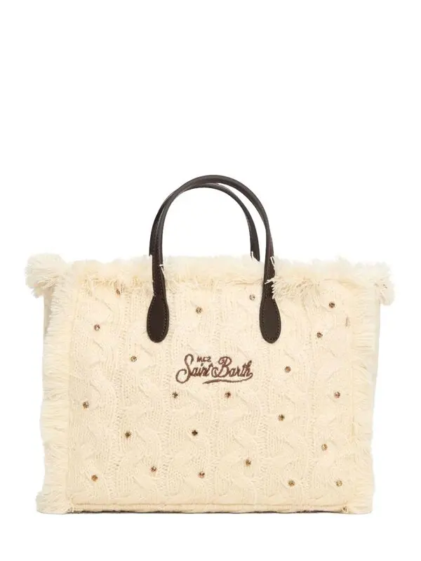 MC2 SAINT BARTH Colette Wool Braid Tote Bag - Beige