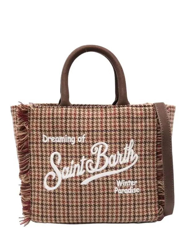 MC2 SAINT BARTH Check-pattern Vanity Mini Wool Tote Bag - Brown