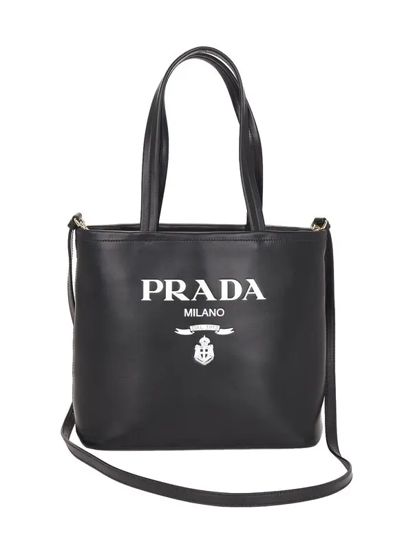 Prada Vitello Logo Tote Bag - Black