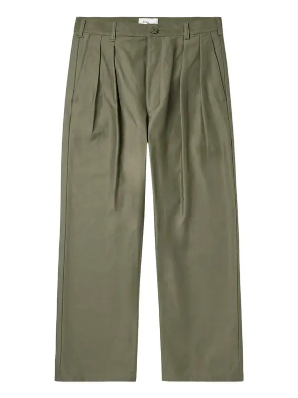 WTAPS Straight-leg Pleated Cotton Trousers - Green