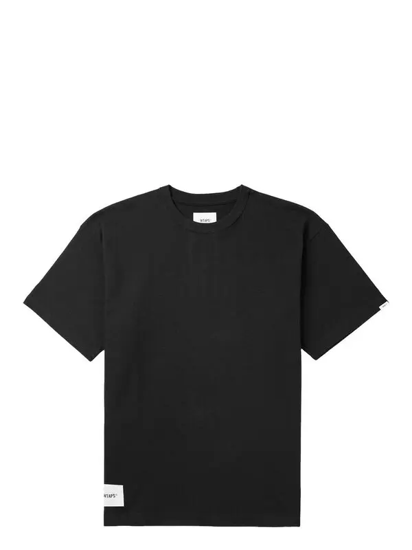 WTAPS Logo-appliquéd Cotton-jersey T-shirt - Black