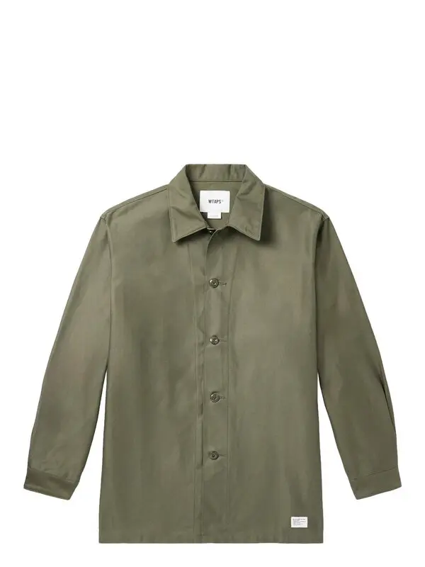 WTAPS Logo-appliquéd Cotton-twill Shirt - Green