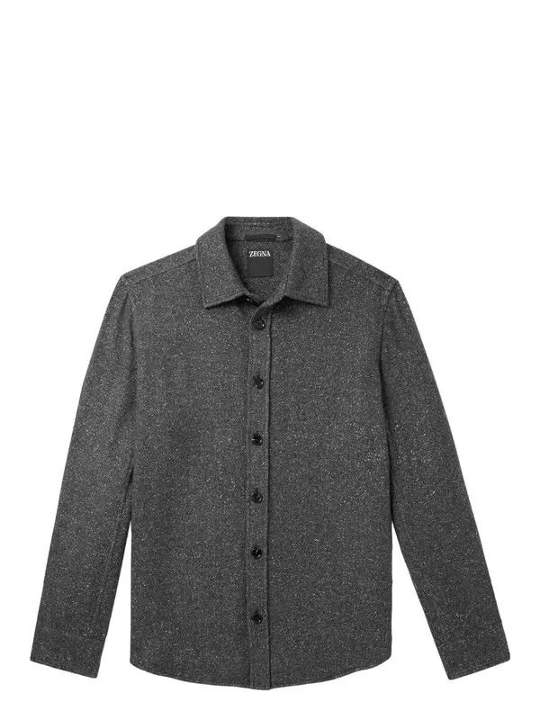Zegna Cashmere And Silk-blend Shirt - Gray
