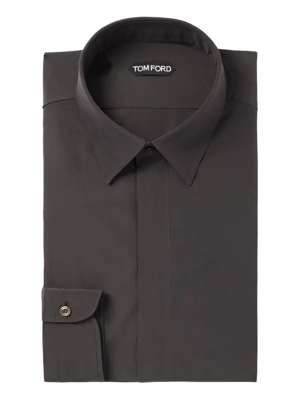 TOM FORD Slim-fit Silk Shirt - Brown