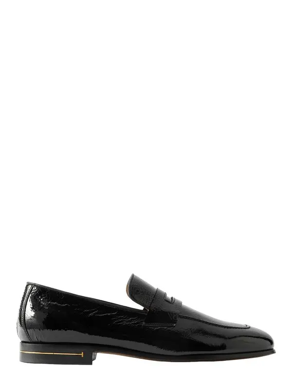 TOM FORD Gigi Crackled Patent-leather Penny Loafers - Black