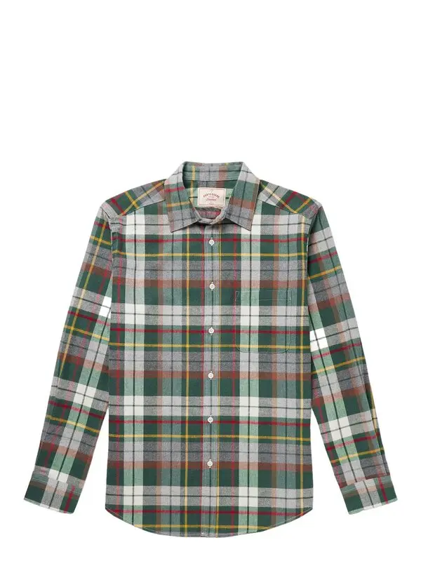 Portuguese Flannel Teca Checked Organic Cotton-flannel Shirt - Green