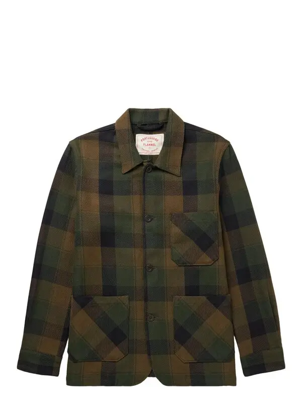 Portuguese Flannel Labura Checked Organic Cotton-twill Overshirt - Green