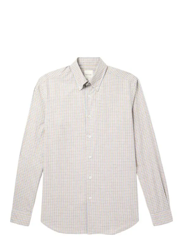 Paul Smith Button-down Collar Checked Cotton Shirt - Gray