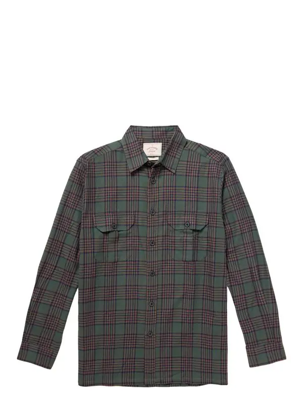 Portuguese Flannel Parker Checked Cotton-flannel Shirt - Green