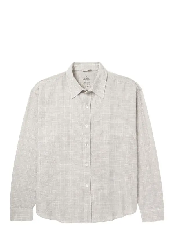 MFPEN Vacation Checked Cotton-blend Seersucker Shirt - White