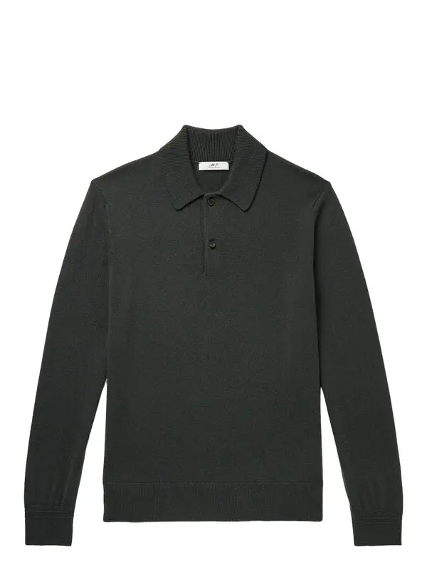 Mr P. Cashmere Polo Sweater - Green
