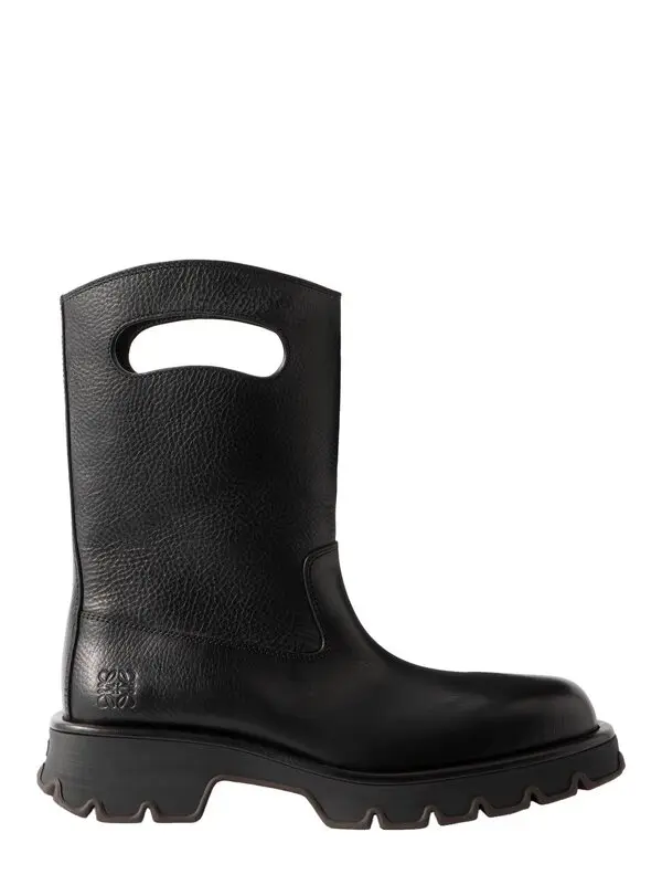 Loewe Cutout Leather Boots - Black