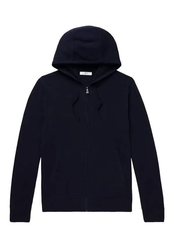Mr P. Slim-fit Merino Wool And Cashmere-blend Zip-up Hoodie - Blue