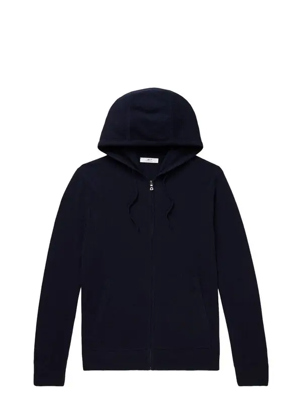 Mr P. Slim-fit Merino Wool And Cashmere-blend Zip-up Hoodie - Blue