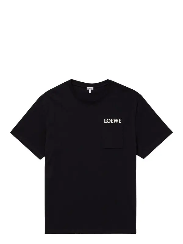 Loewe Logo-embroidered Cotton-jersey T-shirt - Black