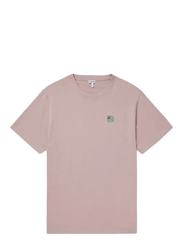 Loewe Logo-embroidered Cotton-jersey T-shirt - Pink