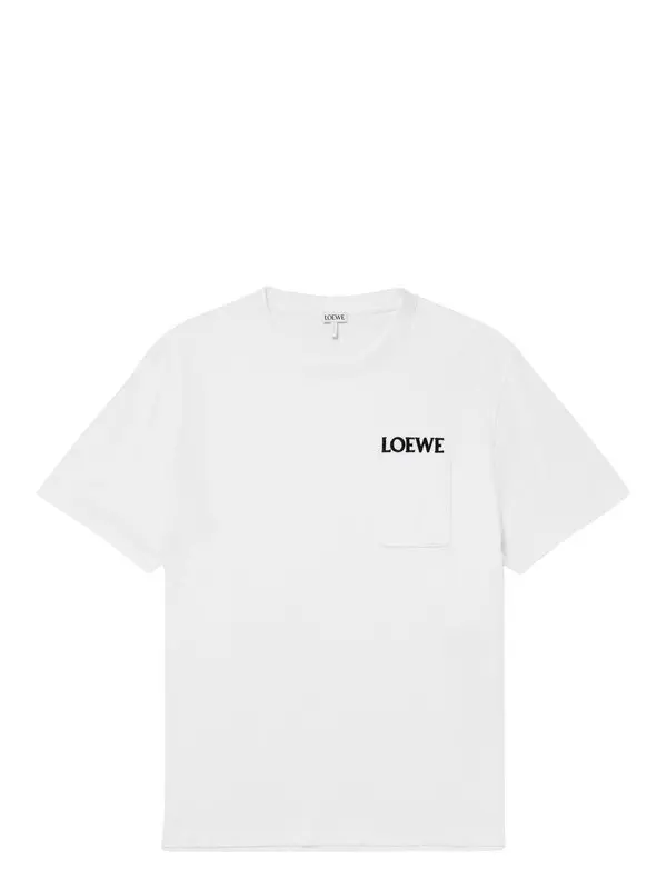 Loewe Logo-embroidered Cotton-blend Jersey T-shirt - White
