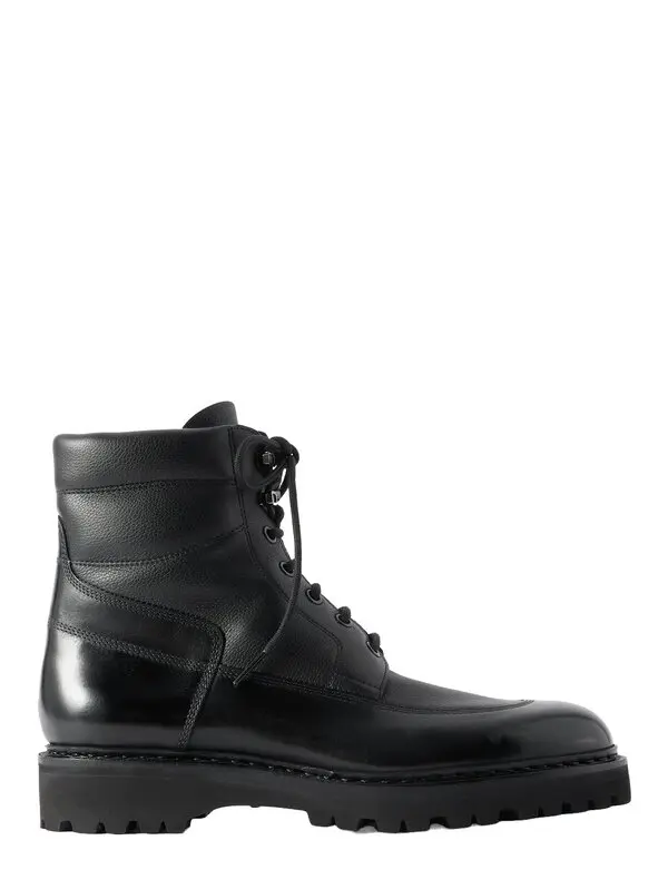 John Lobb Peak Panelled Leather Boots - Black