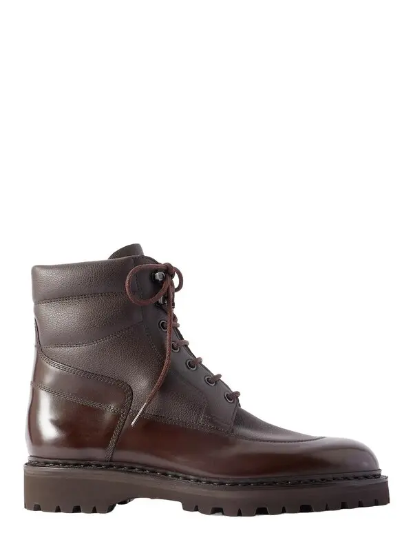 John Lobb Peak Panelled Leather Boots - Brown