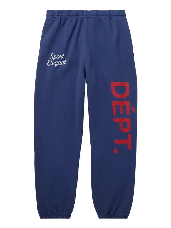 GALLERY DEPT. Team Dept Tapered Embroidered Printed Cotton-jersey Sweatpants - Blue