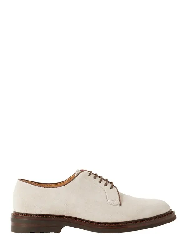 Brunello Cucinelli Suede Derby Shoes - White