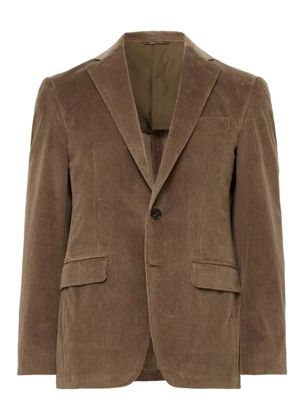 Canali Kei Slim-fit Cotton-blend Corduroy Suit Jacket - Brown