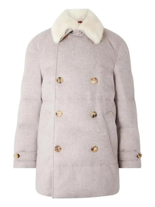 Brunello Cucinelli Shearling-trimmed Quilted Cashmere Down Coat - Neutrals