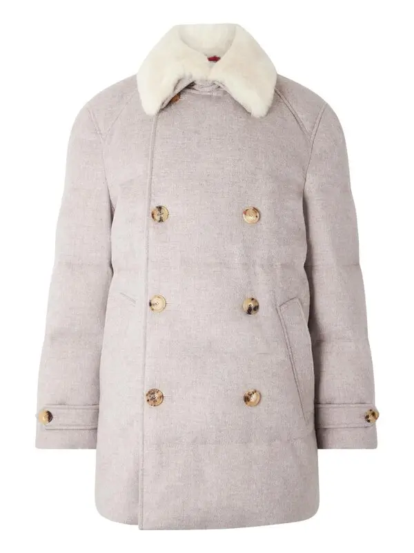 Brunello Cucinelli Shearling-trimmed Quilted Cashmere Down Coat - Neutrals