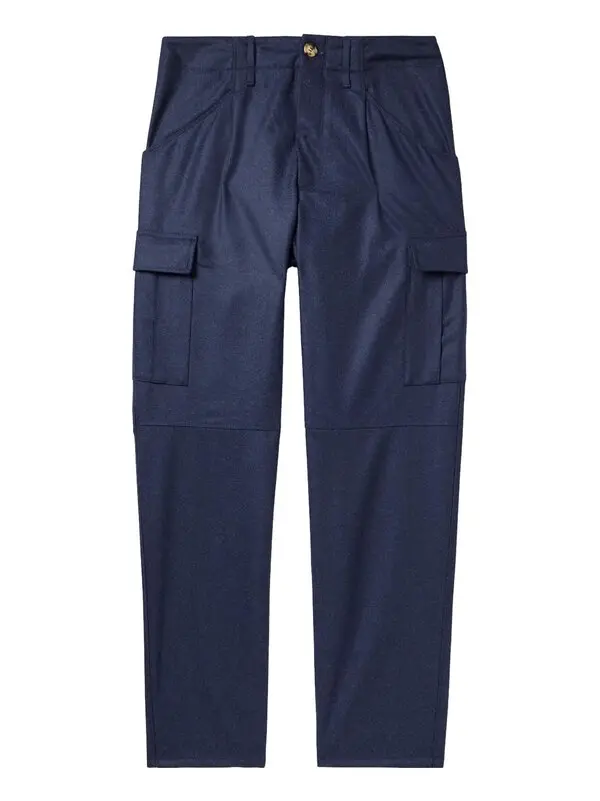 Brunello Cucinelli Straight-leg Virgin Wool-flannel Cargo Trousers - Blue
