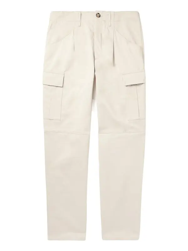 Brunello Cucinelli Straight-leg Virgin Wool-flannel Cargo Trousers - Neutrals