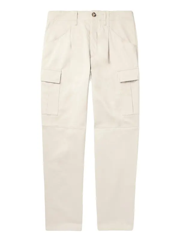 Brunello Cucinelli Straight-leg Virgin Wool-flannel Cargo Trousers - Neutrals