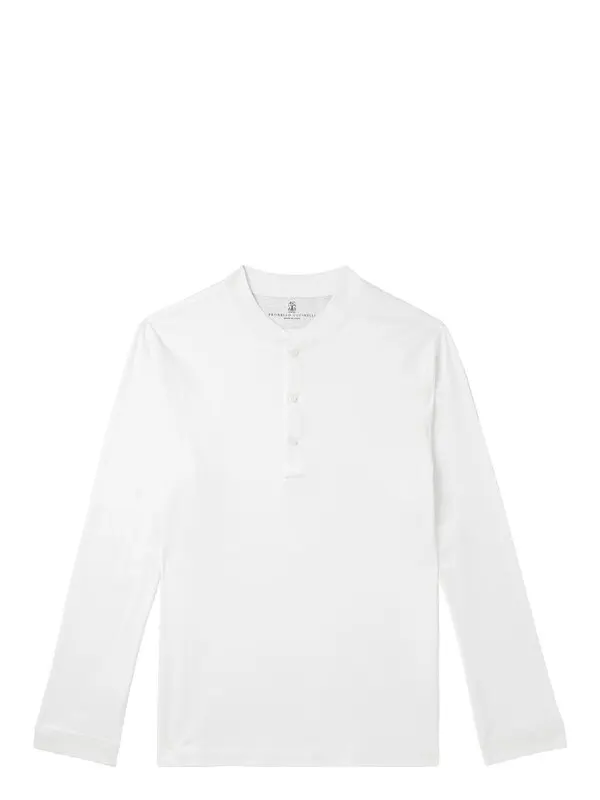 Brunello Cucinelli Slim-fit Cotton-jersey Henley T-shirt - White