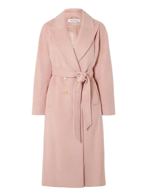 Veronica Beard Della Double-breasted Woven Coat - Pink