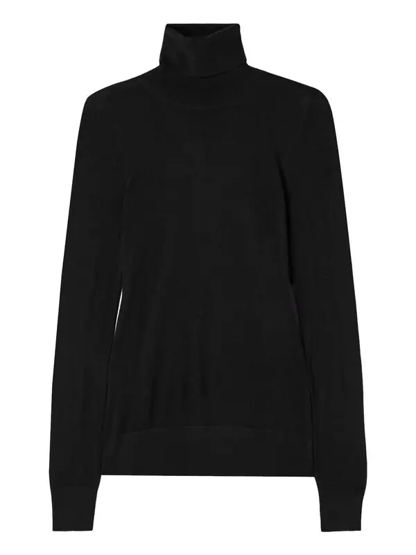 TOTEME Wool And Silk-blend Turtleneck Sweater - Black