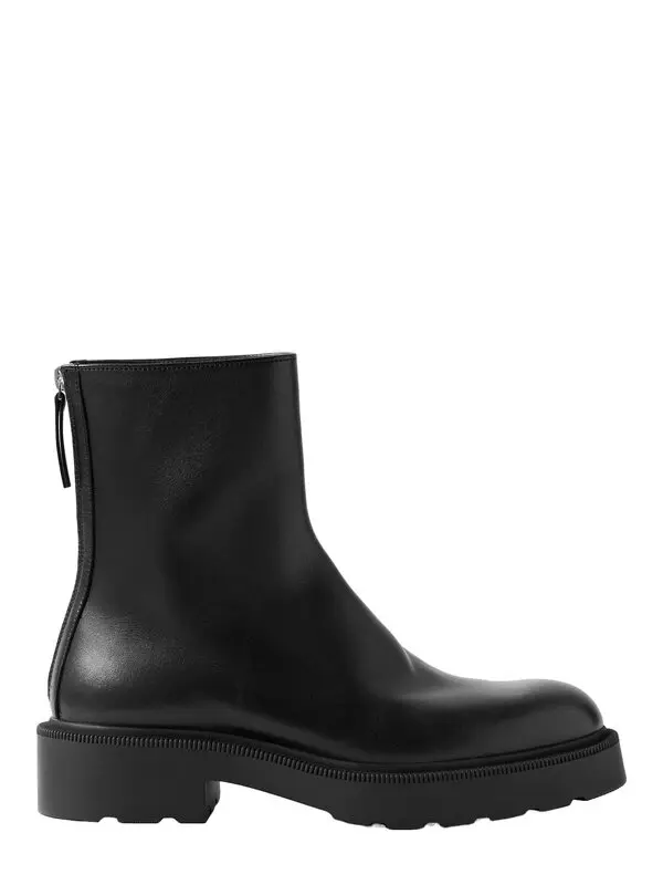 THE ROW Nobilis Leather Ankle Boots - Black