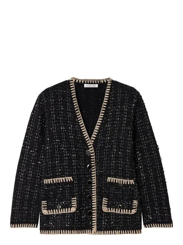 Veronica Beard Ceriani Sequin-embellished Tweed Jacket - Black