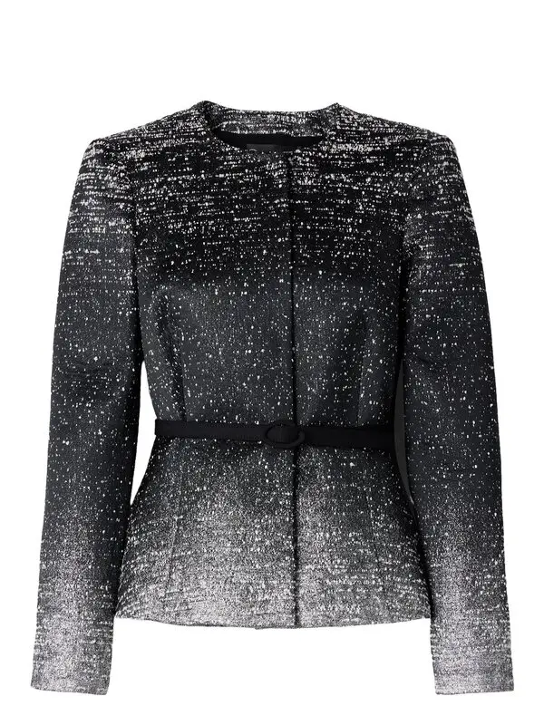 Oscar De La Renta Belted Metallic Bouclé-tweed Jacket - Black