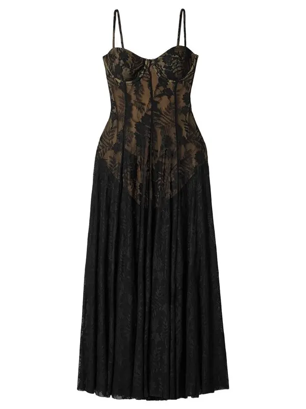 Norma Kamali Stretch-lace Midi Dress - Black