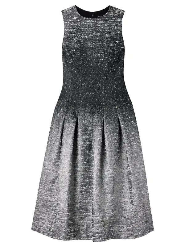 Oscar De La Renta Pleated Metallic Bouclé-tweed Midi Dress - Black