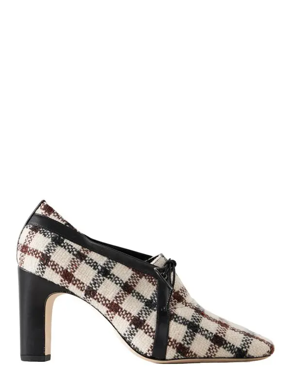 Manolo Blahnik Stagira 90 Leather-trimmed Tweed Pumps - White