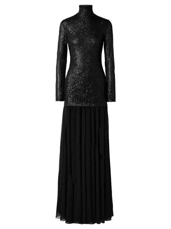 Norma Kamali Sequin-embellished Stretch-tulle Gown - Black